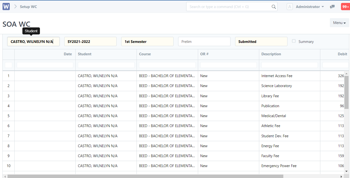 How to Print SOA ( Statement of Account ) College/BED